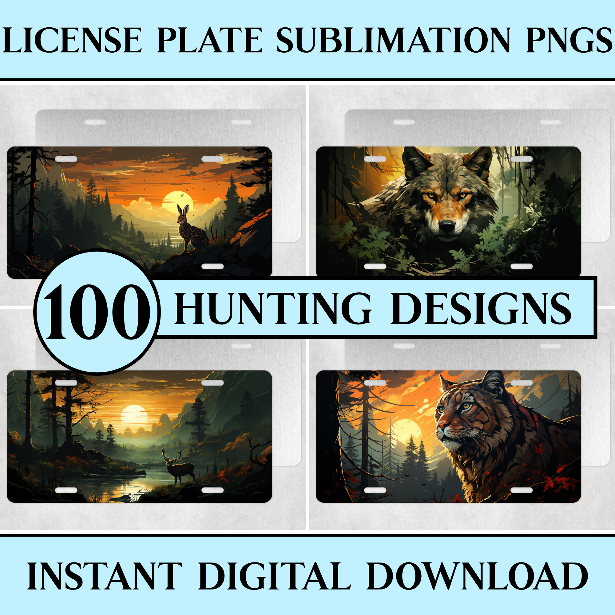 Hunting License Plate Designs Bundle, Hunting Car License Plate Wrap ...