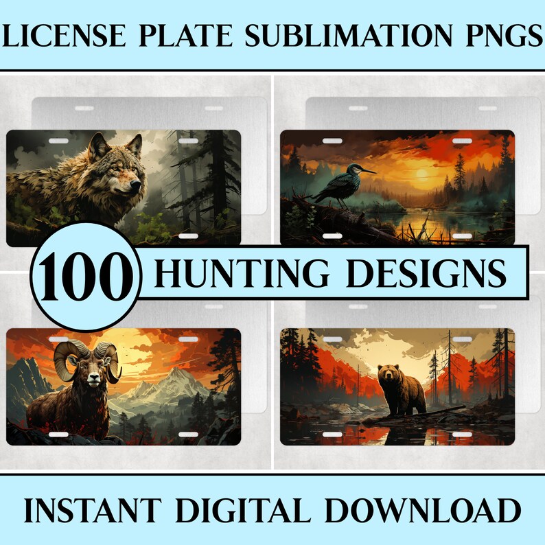 Hunting License Plate Designs Bundle, Hunting Car License Plate Wrap ...