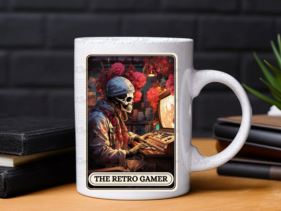 The Retro Gamer Tarot Card PNG SVG, Skeleton Gaming Sublimation Design ...
