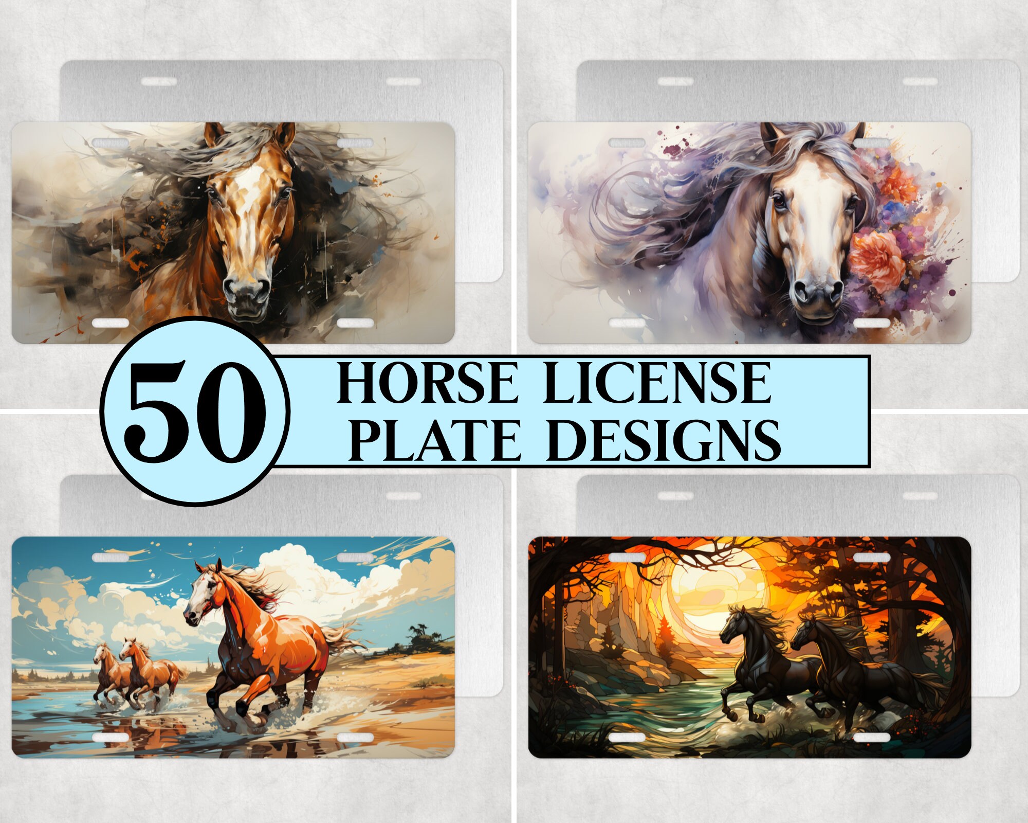 50 Horse License Plate PNG Sublimation Designs (digital Download) - Etsy
