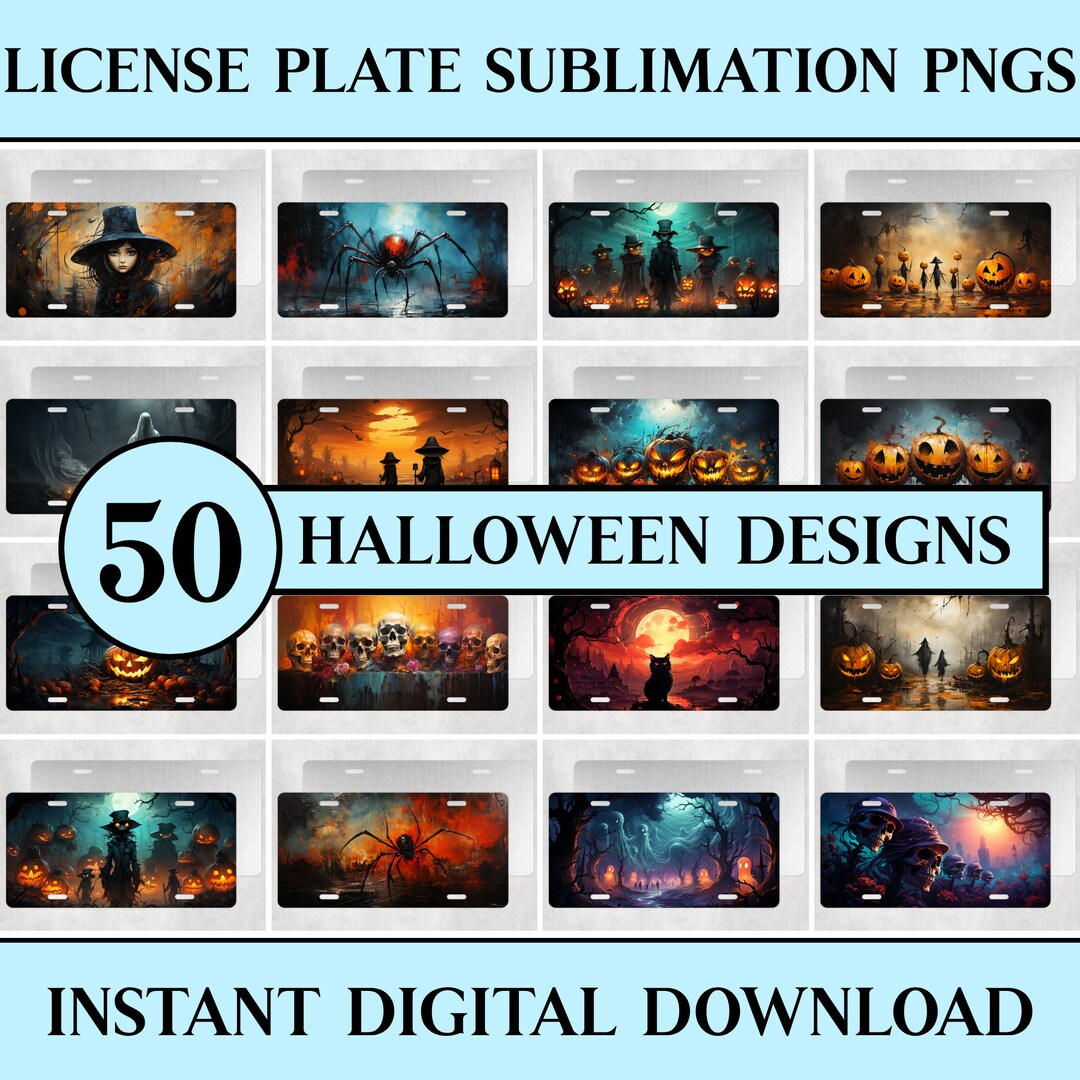 Halloween Horror License Plate PNG Designs Bundle, Spooky PNG File ...