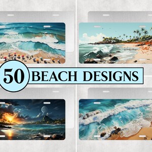 50 Beach License Plate Designs Bundle, Car License Plate Wrap, Ocean ...