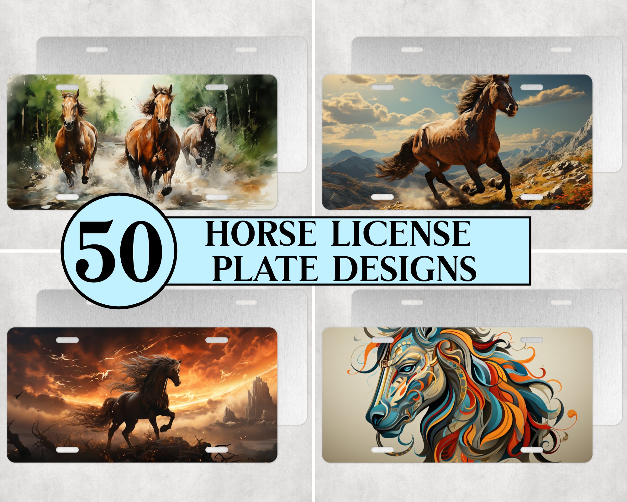 50 Horse License Plate PNG Sublimation Designs (digital Download) - Etsy