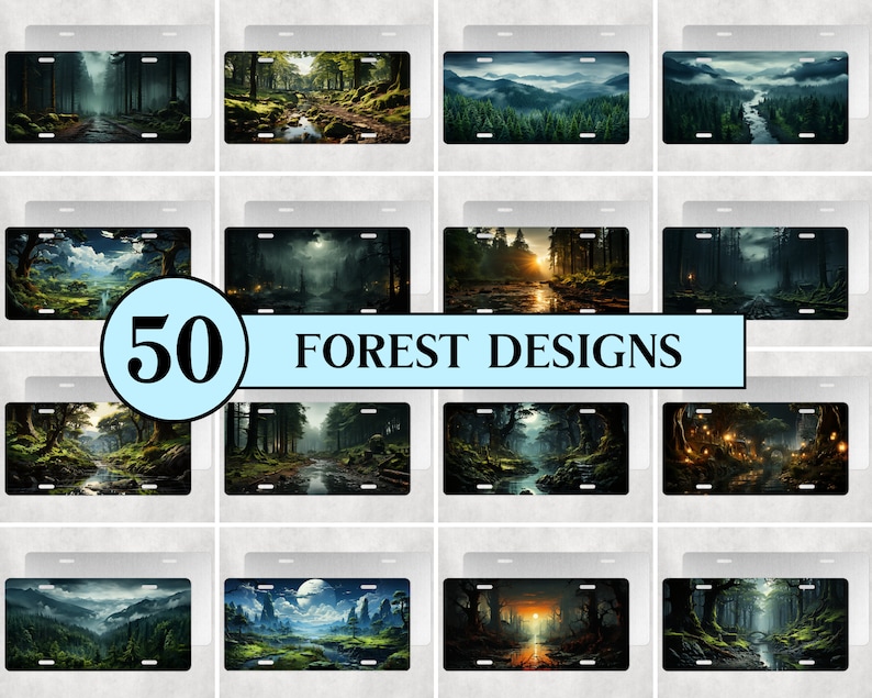 50 Forest License Plate Designs Bundle, Forest Car License Plate Wrap ...