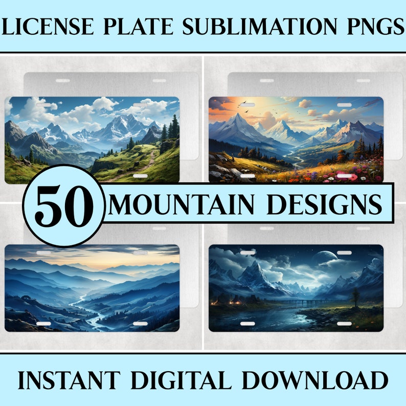 50+ Mountain License Plate Sublimation Designs Bundle PNG, License ...