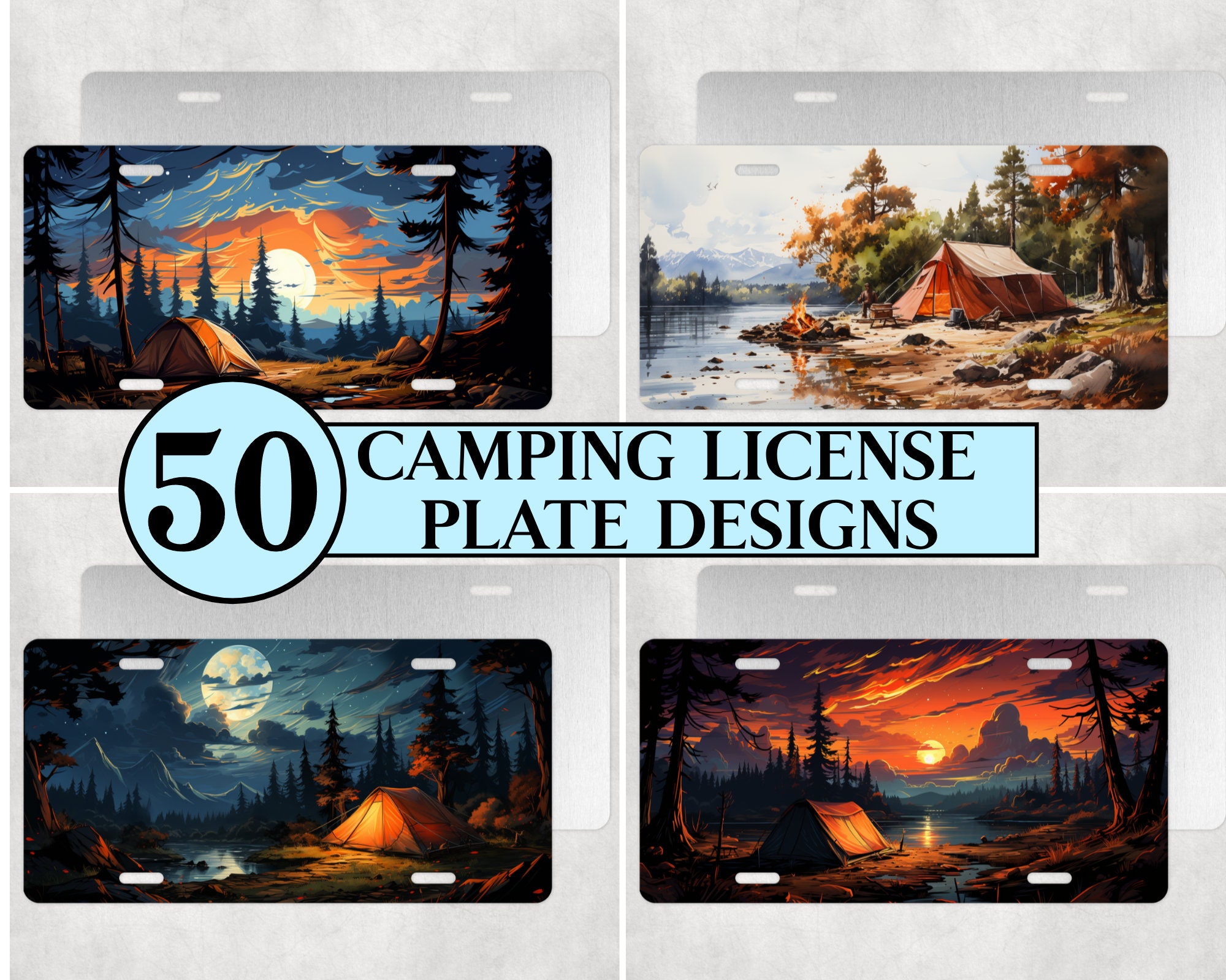 50 Camping Life License Plate PNG Designs Bundle, Camping PNG File ...