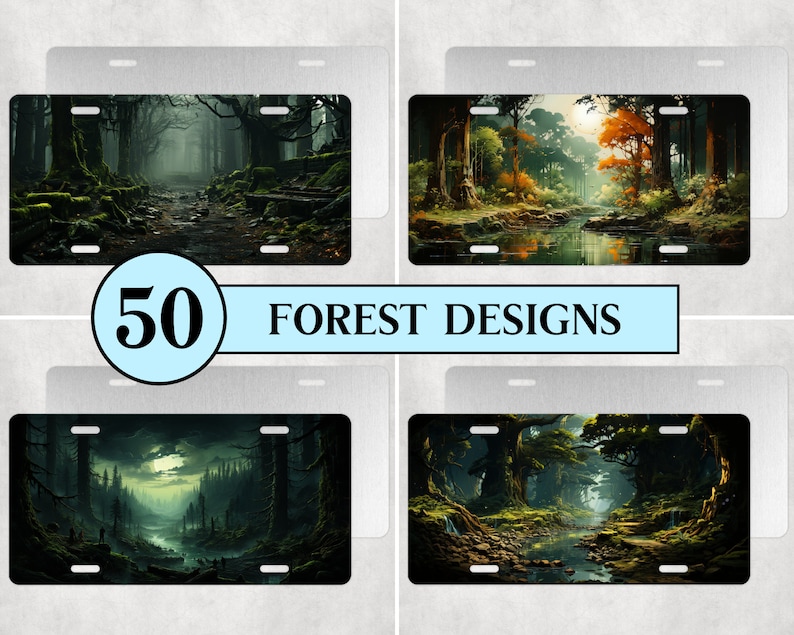 50 Forest License Plate Designs: Sublimation PNG Bundle (digital ...