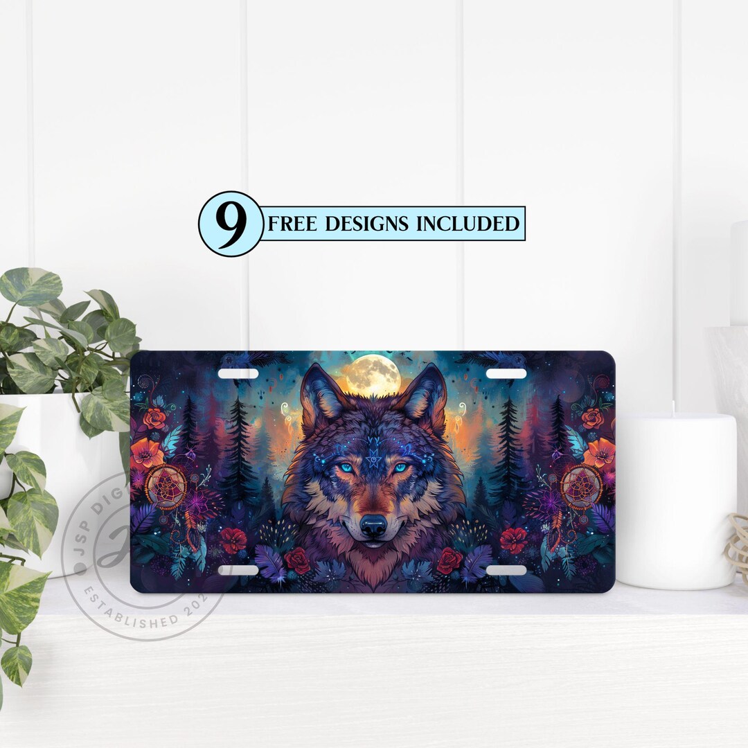 Wolf License Plate PNG Design: Forest Sublimation (digital Download) - Etsy