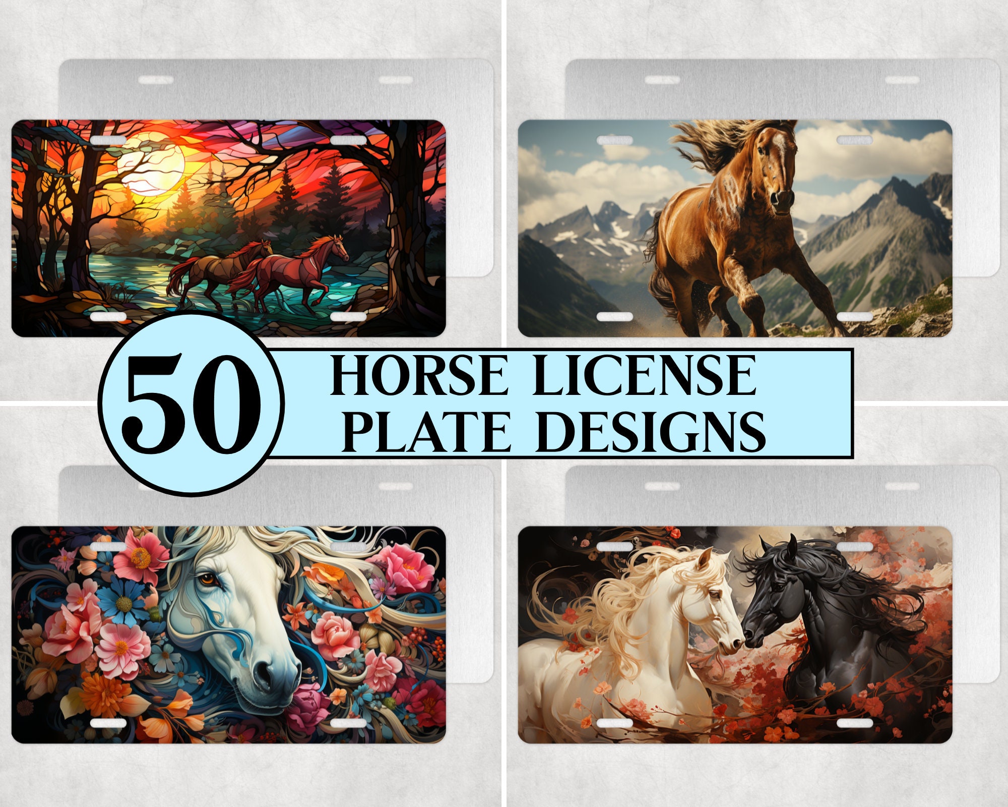 50 Horse License Plate PNG Sublimation Designs (digital Download) - Etsy