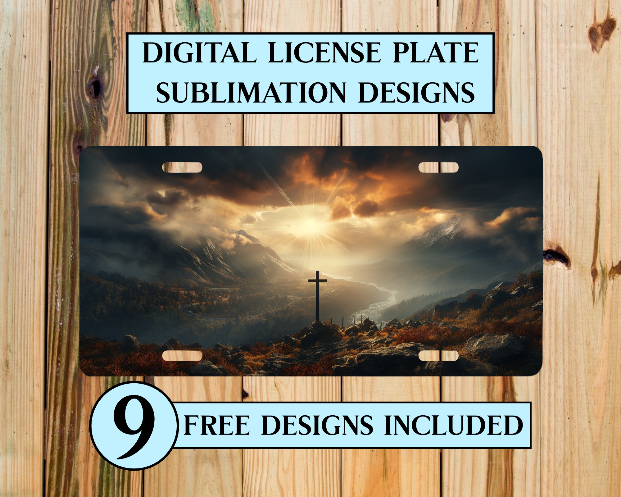 Religious Cross License Plate PNG: Christian Sublimation Design ...