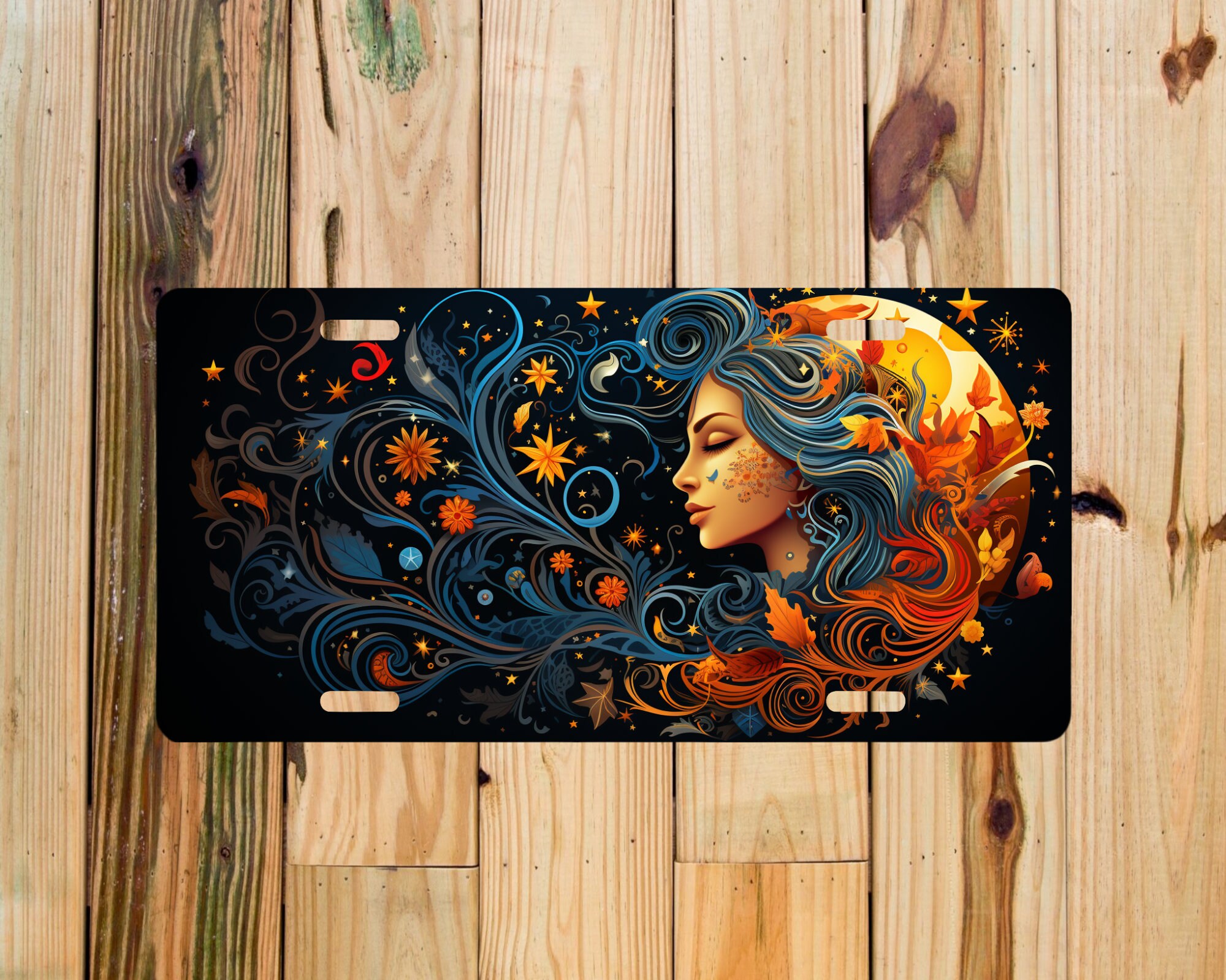 Celestial Sun License Plate PNG, Boho Sun License Plate Sublimation Png ...
