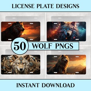 50 Wolf License Plate Sublimation Designs: PNG Bundle (digital Download ...