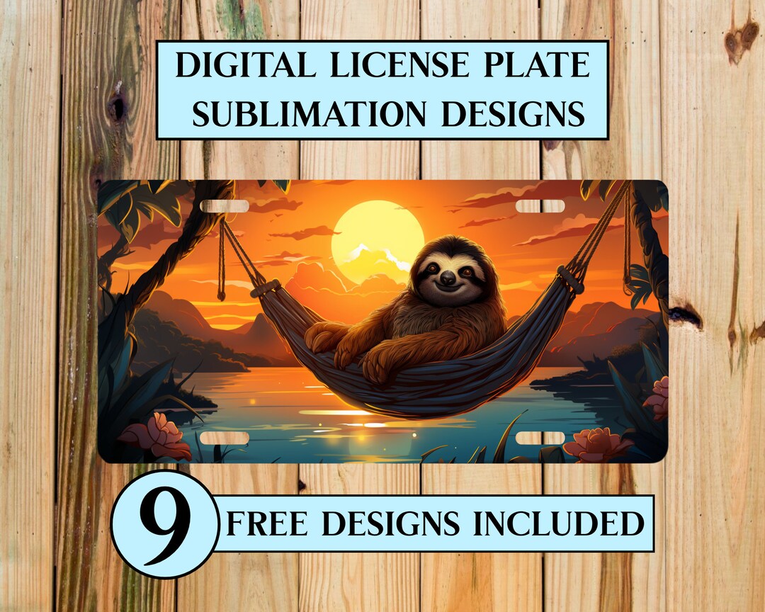 Sloth License Plate PNG, Sloth License Plate Wrap, Sloth Car License ...