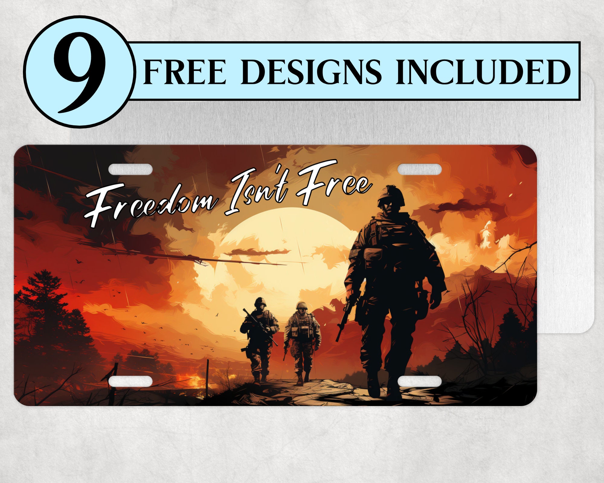 Freedom Isn't Free License Plate PNG Wrap for Sublimation Printing ...