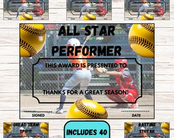 Editable Softball Award Certificates, Softball End of Season Awards 1 ...