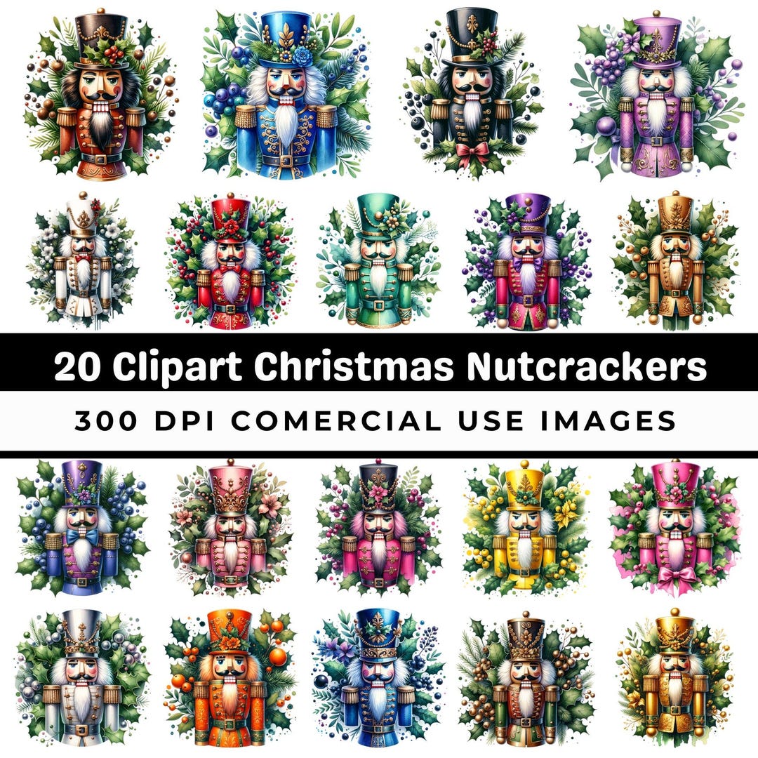 Christmas Nutcracker PNG Clipart Bundle, Watercolor Nutcracker Festive ...