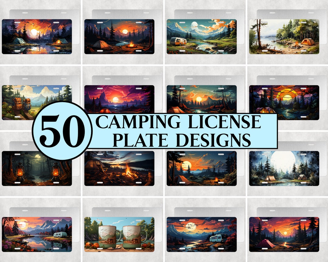 50 Camping Life License Plate PNG Designs Bundle, Camping PNG File ...