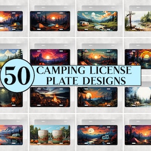 50 Camping Life License Plate PNG Designs Bundle, Camping PNG File ...