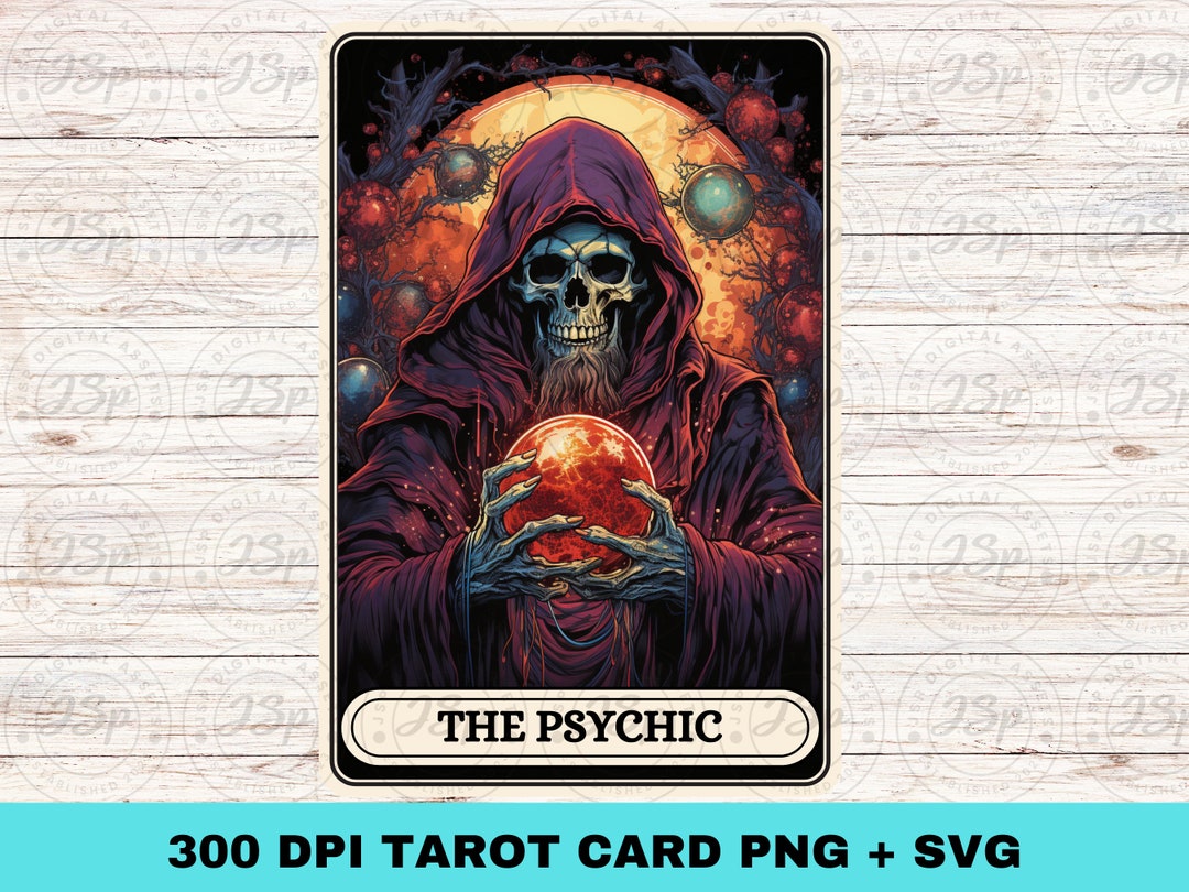 Psychic Tarot Card SVG PNG, Gothic Witchy Skeleton, Wicca Pagan ...