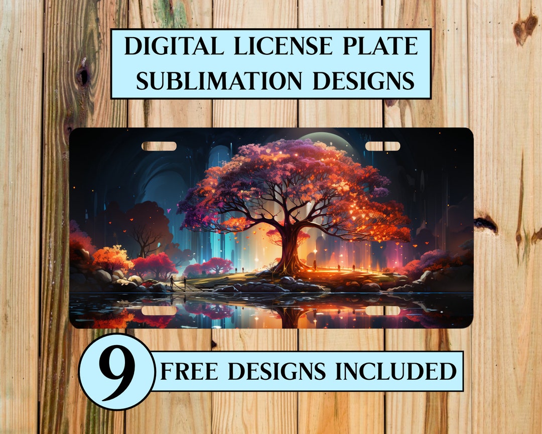 Neon Cosmic Tree of Life License Plate PNG, Celestial Tree License ...
