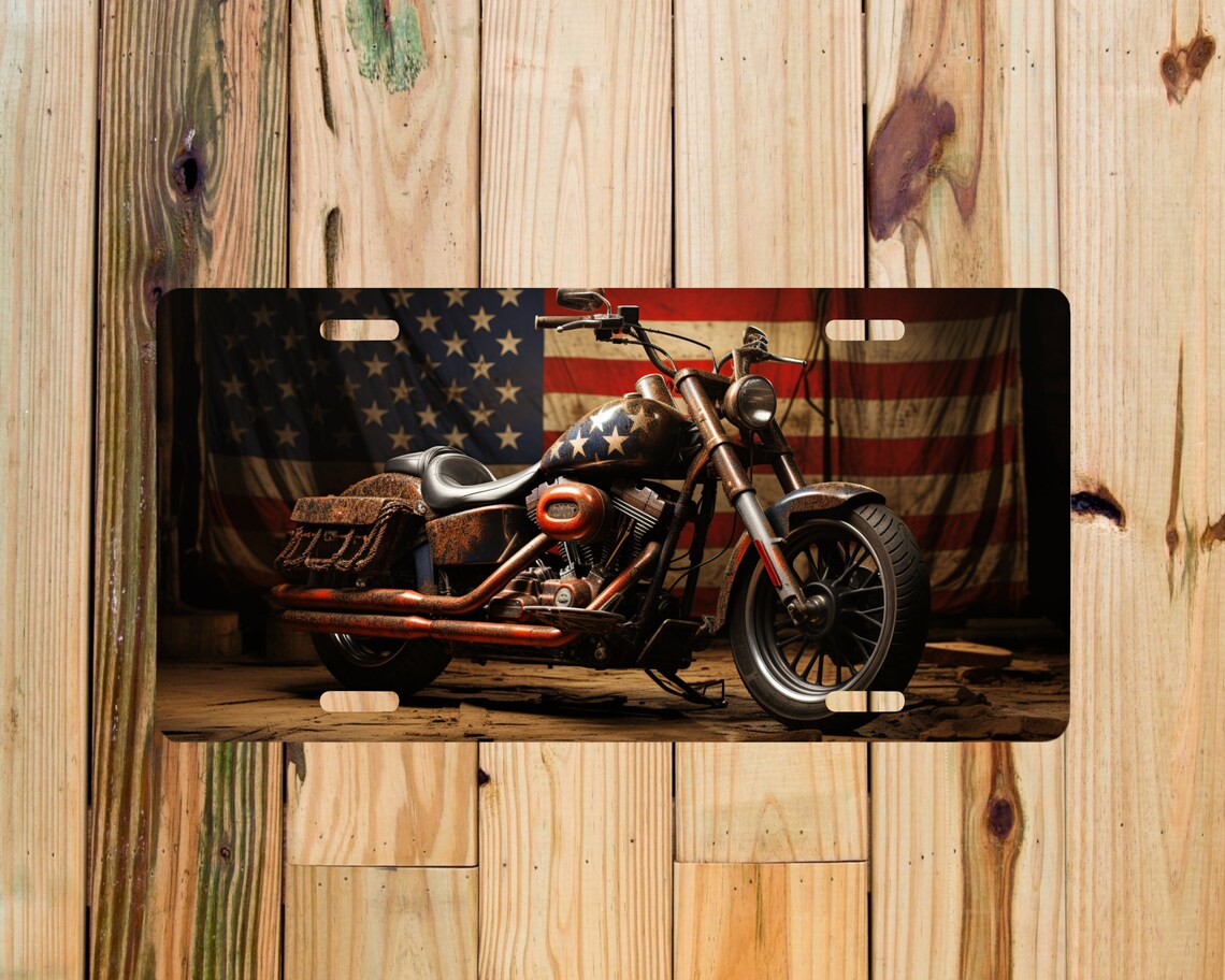 American Flag Motorcycle License Plate PNG, American Motorcycle ...