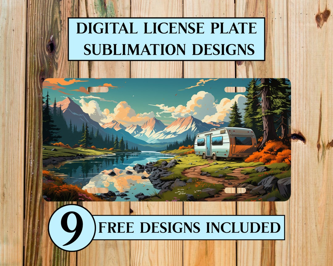 Camper Camping License Plate Sublimation Design Digital Download PNG ...