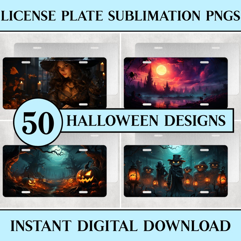 Halloween Horror License Plate PNG Designs Bundle, Spooky PNG File ...
