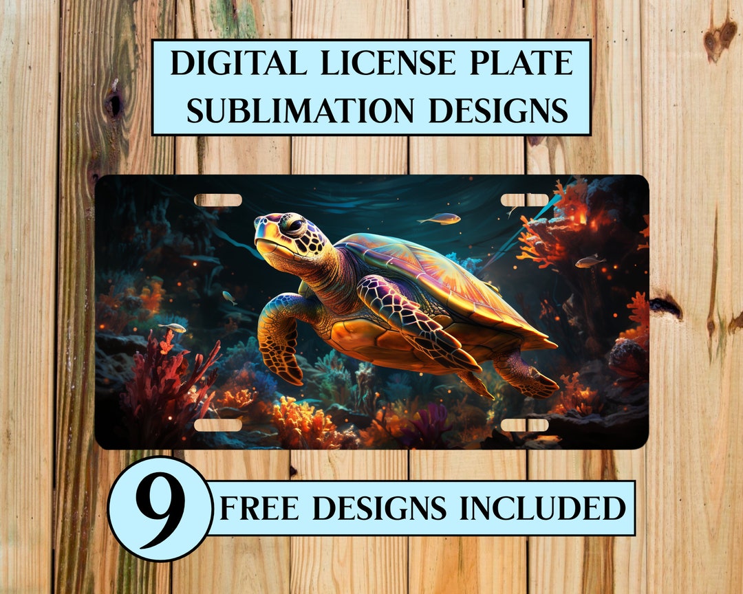 Turtle License Plate PNG Sublimation Design, Sea Turtle License Plate ...