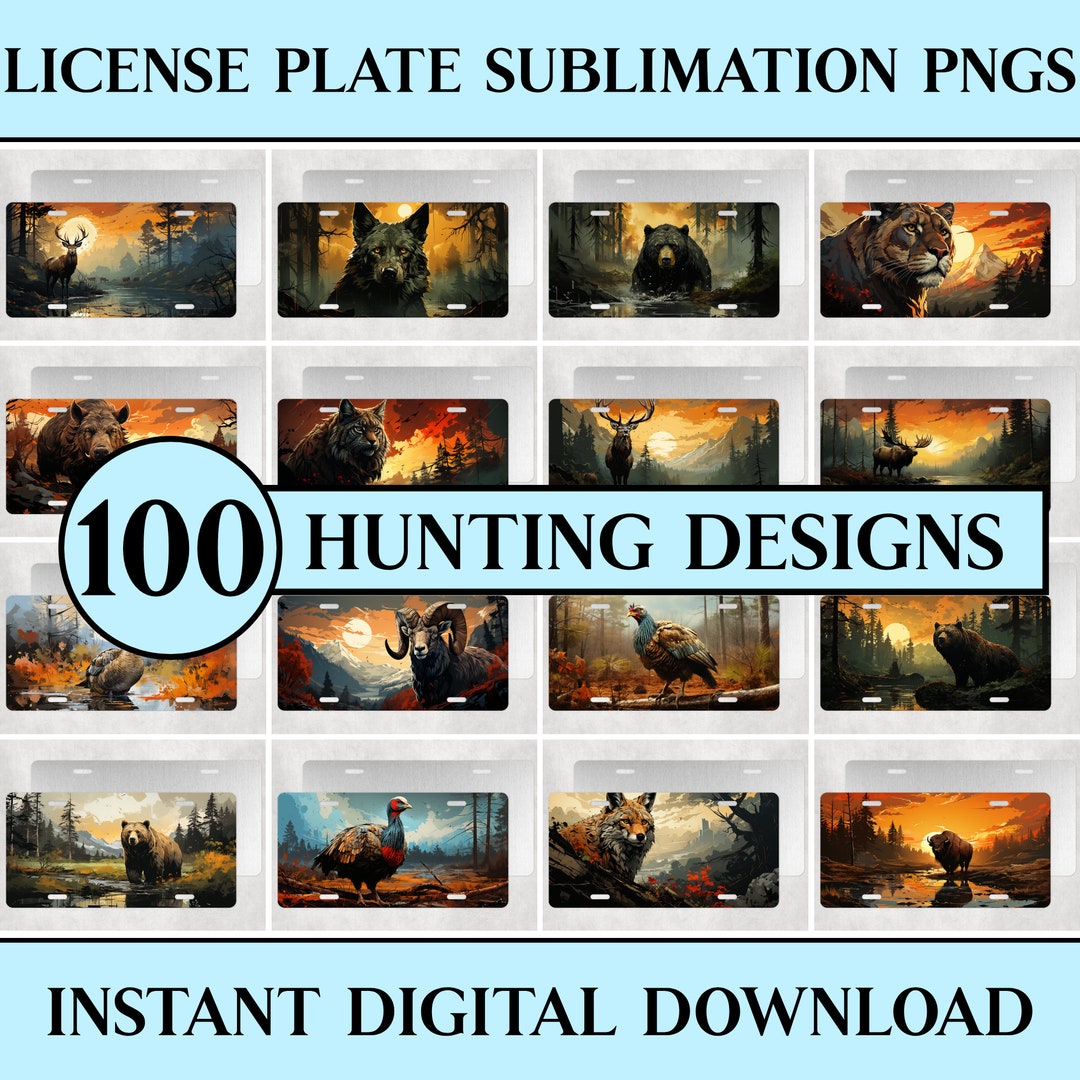 Hunting License Plate Designs Bundle, Hunting Car License Plate Wrap ...