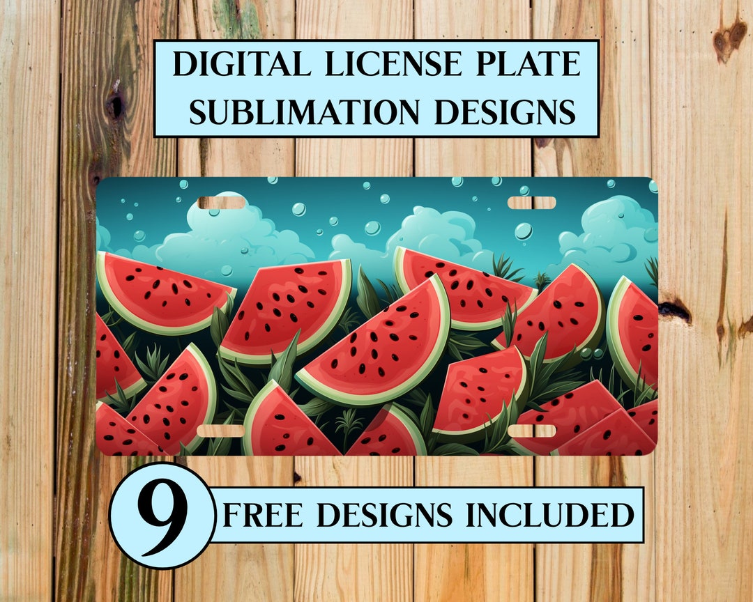Watermelon License Plate PNG Sublimation Design, Watermelon PNG ...
