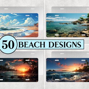 50 Beach License Plate Designs Bundle, Car License Plate Wrap, Ocean ...