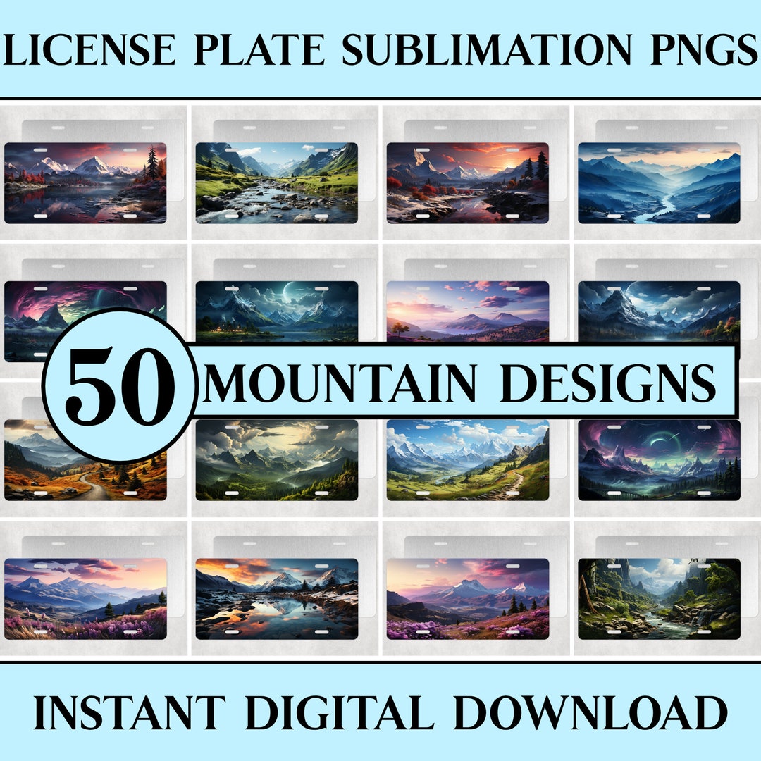 50+ Mountain License Plate Sublimation Designs Bundle PNG, License ...