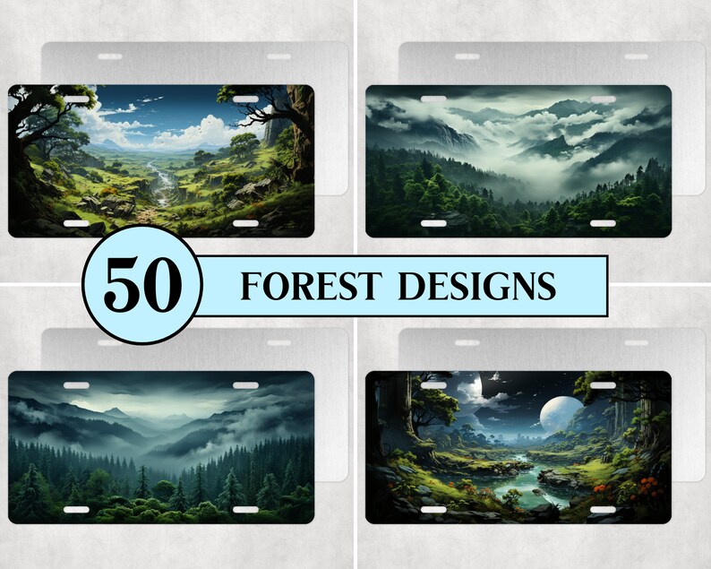 50 Forest License Plate Designs Bundle, Forest Car License Plate Wrap ...
