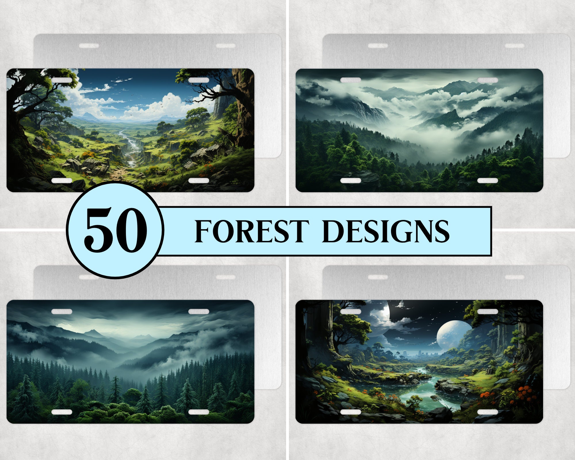 50 Forest License Plate Designs Bundle, Forest Car License Plate Wrap ...