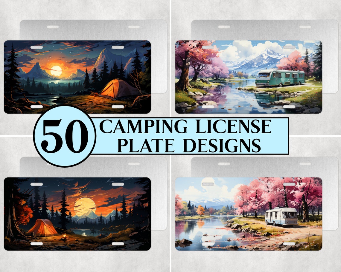 50 Camping Life License Plate PNG Designs Bundle, Camping PNG File ...