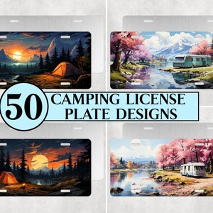 50 Camping Life License Plate PNG Designs Bundle, Camping PNG File ...