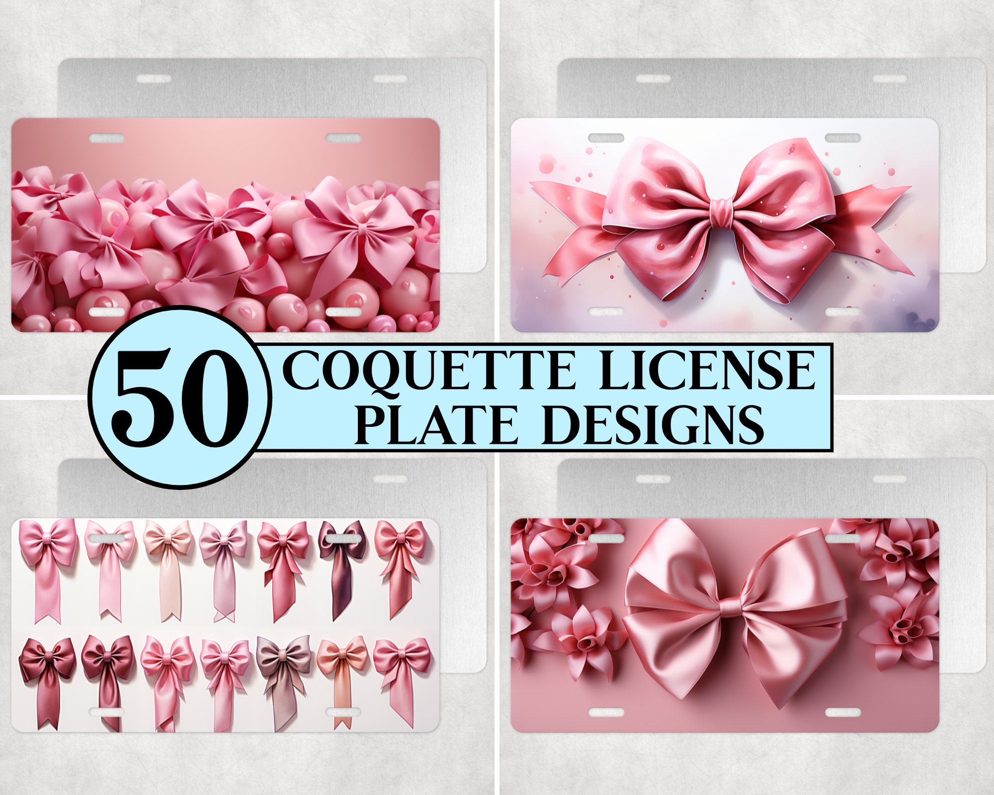 Coquette Pink Bow License Plate PNG Bundle (digital Download) - Etsy