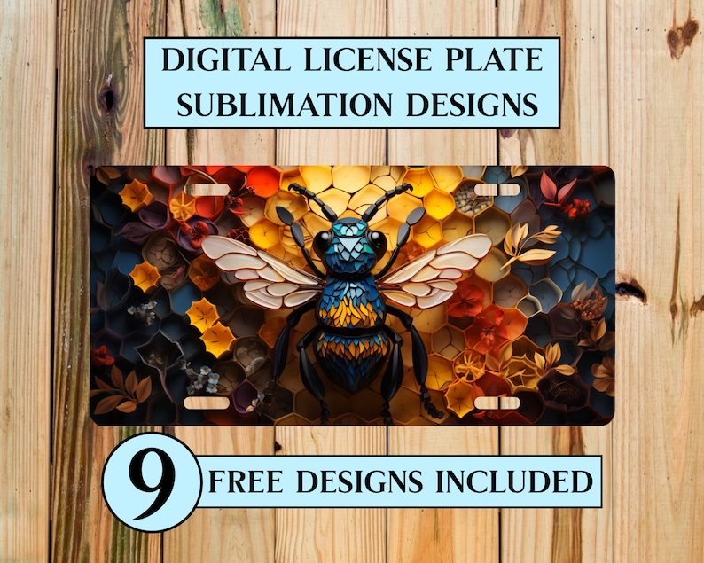 Bee License Plate Png, Queen Bee Png Design, Bee Clipart, Bee License ...