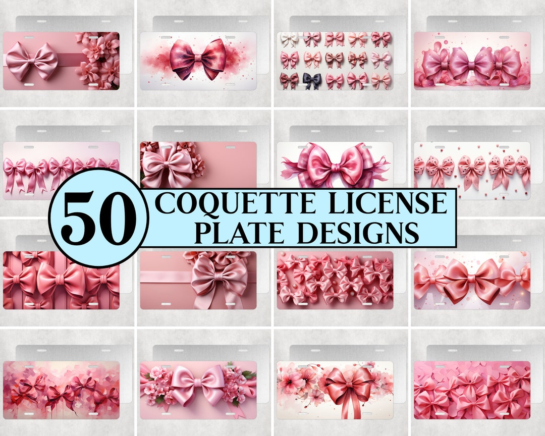 Coquette Pink Bow License Plate PNG Bundle (digital Download) - Etsy