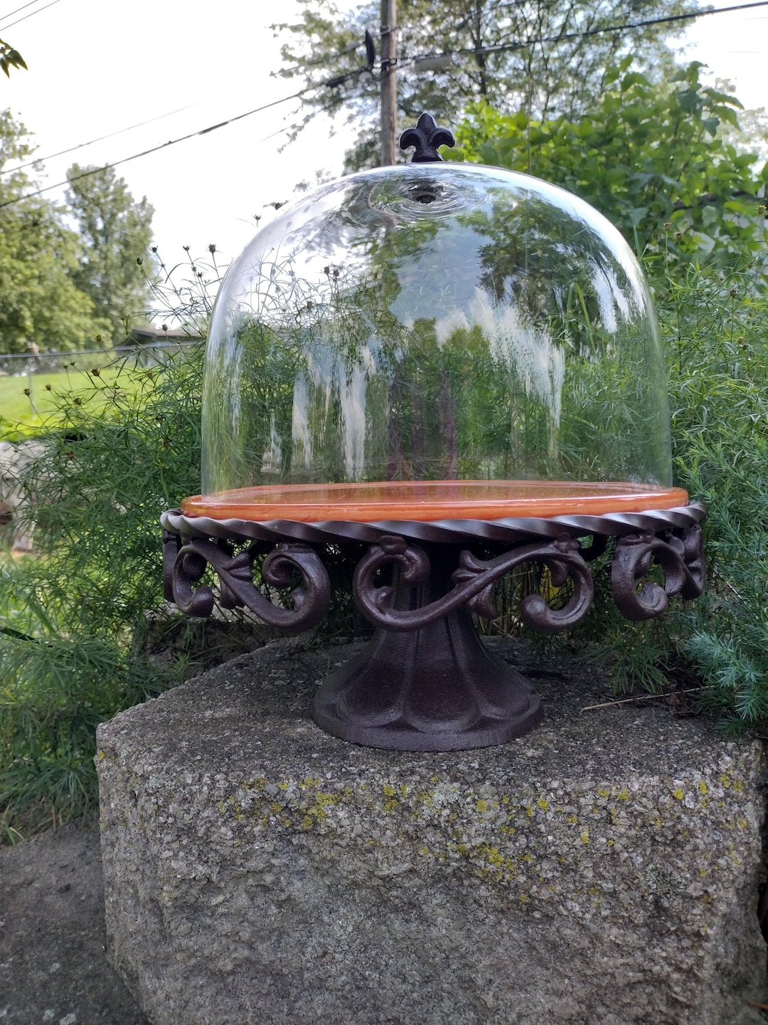 Cake Plate With Glass Dome Lid Artimino Tuscan Countryside Terracotta
