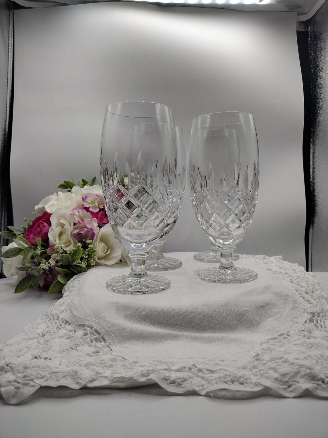 Glasses ROYAL IRISH CRYSTAL Set of Four Iced Tea Goblets Glasses ...
