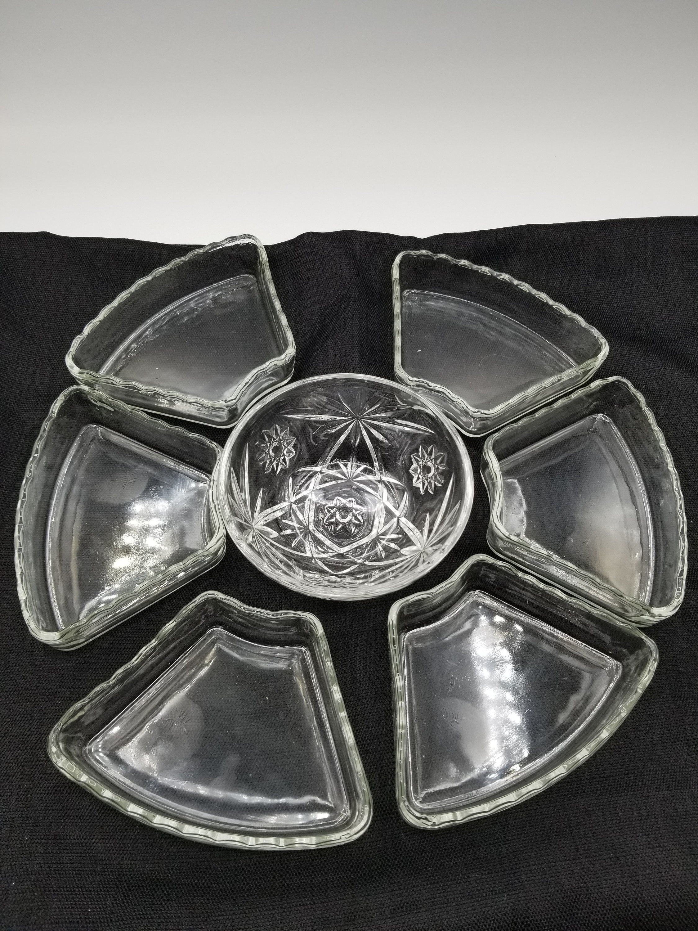Lazy Susan ANCHOR HOCKING EAPC Six Point Star Clear Glass Vintage 9 ...