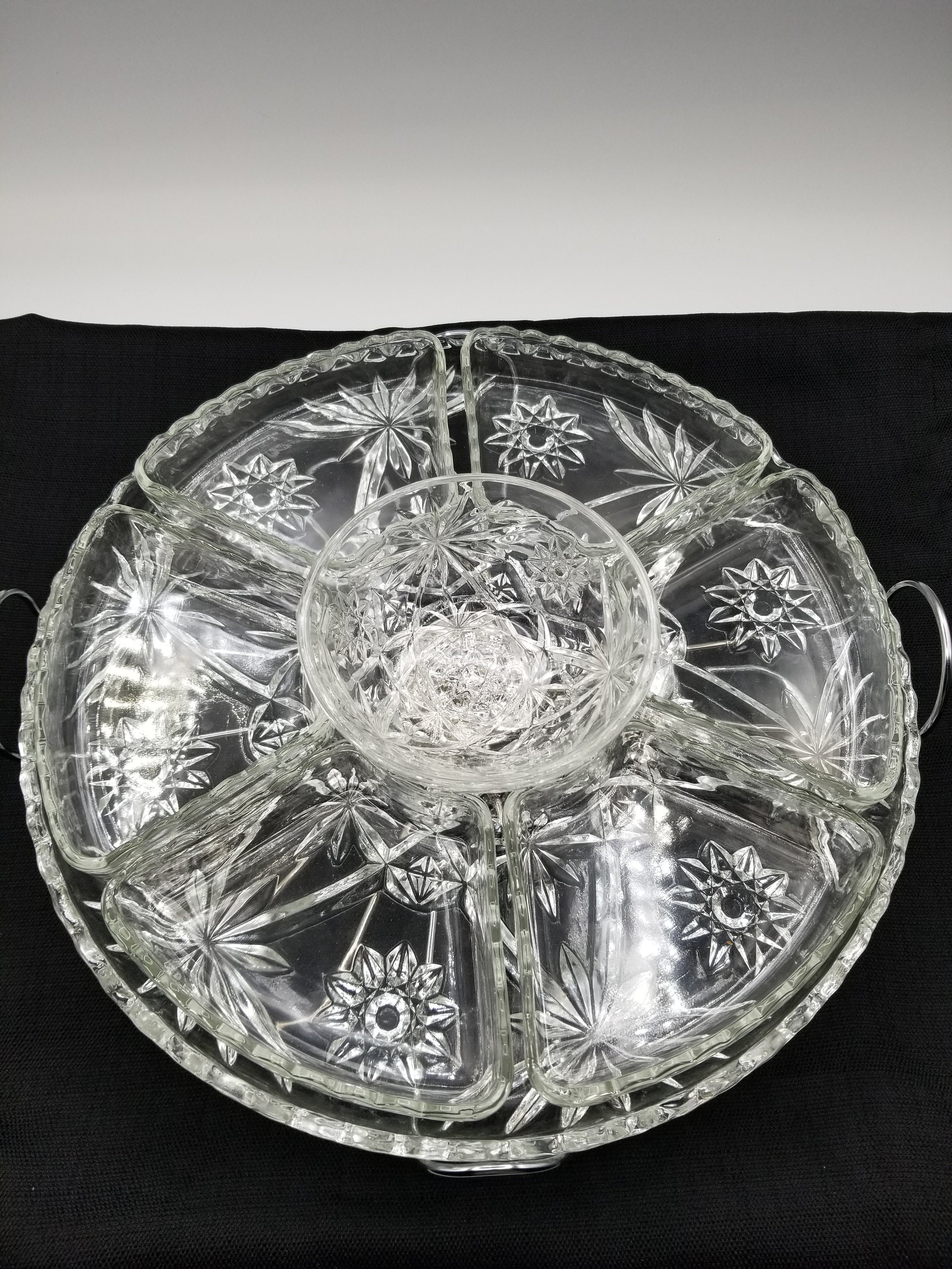 Lazy Susan ANCHOR HOCKING EAPC Six Point Star Clear Glass Vintage 9 ...