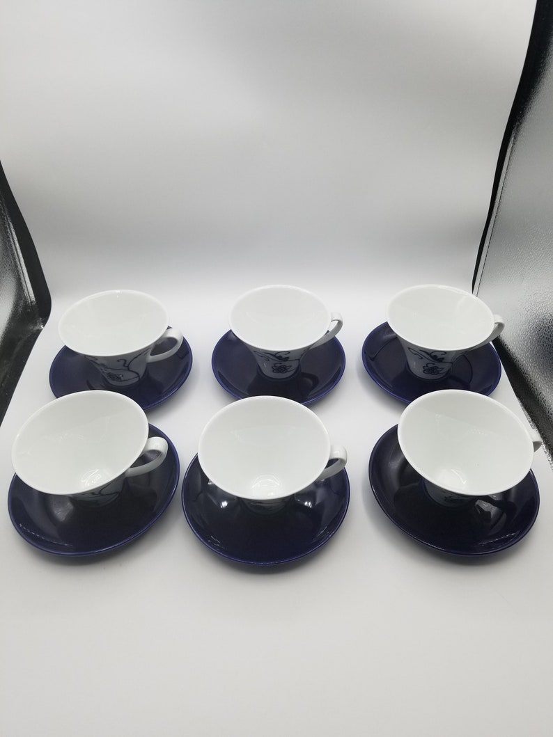 Cup and Saucer Vintage CRATE & BARREL Camille Cup and Saucer SET of Six ...