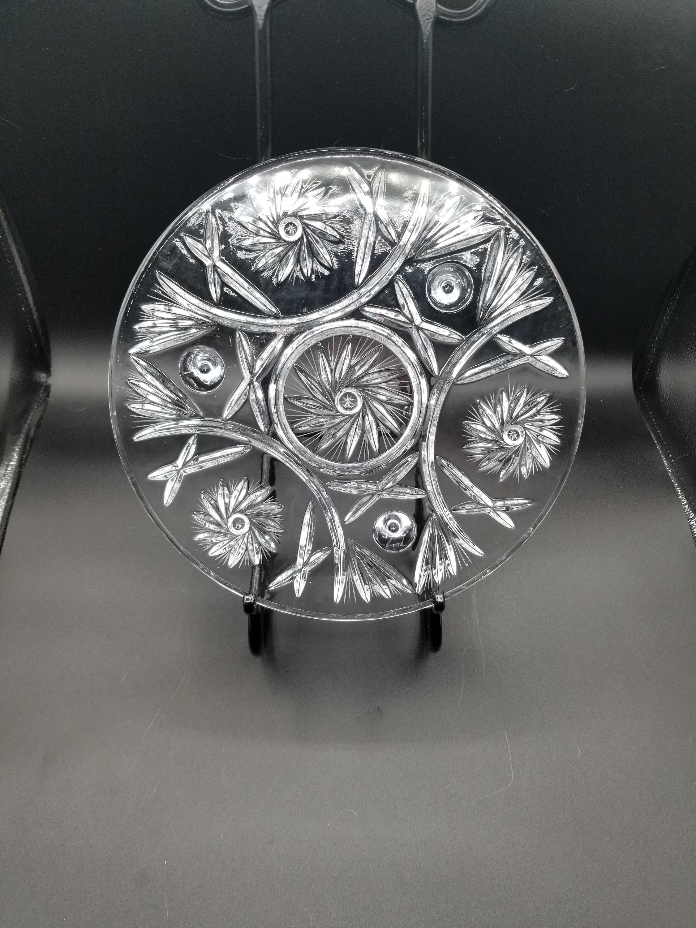 Cake Plate Vintage Pinwheel Pattern Footed Cake Stand Lead Crystal ...