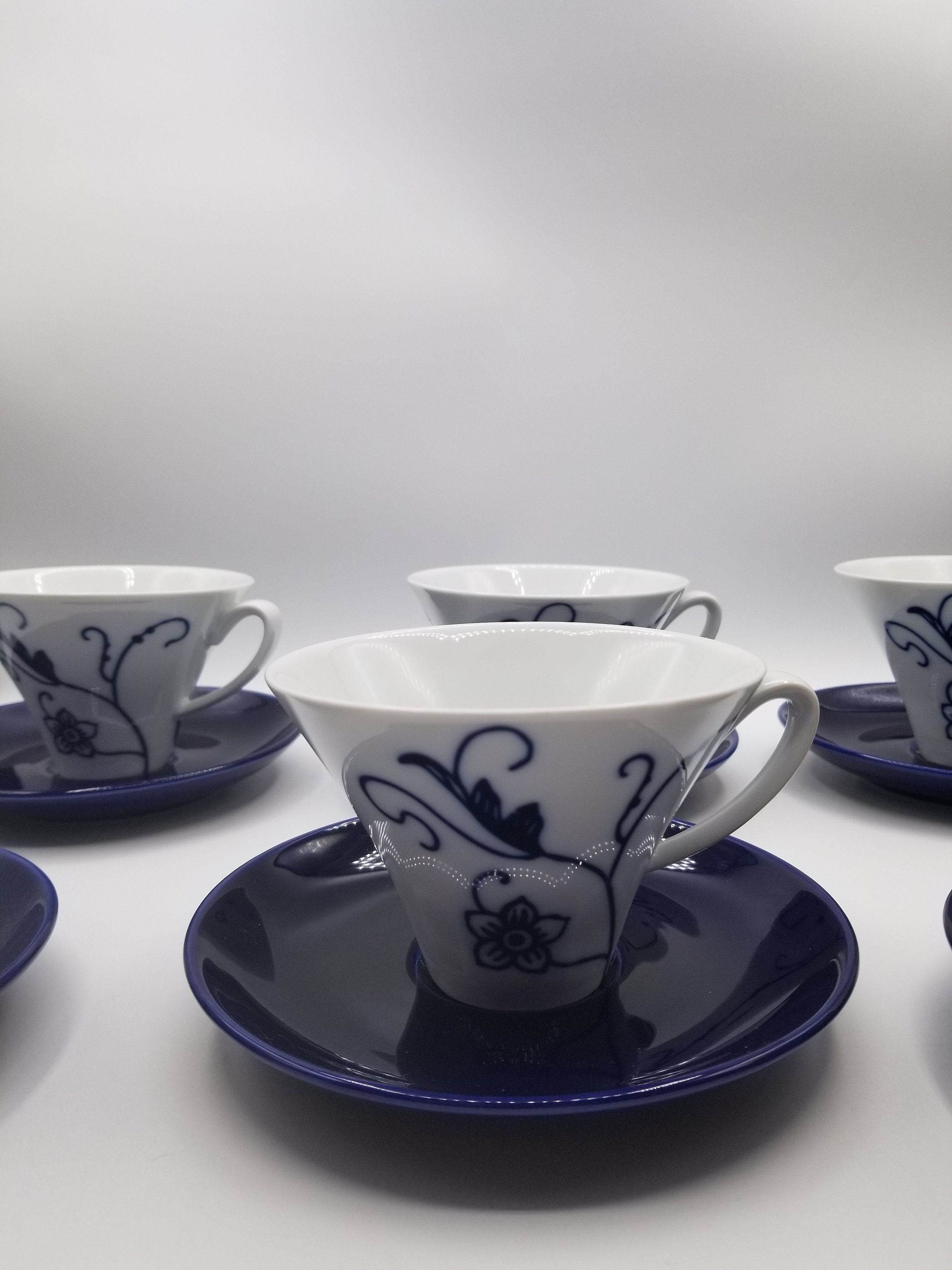 Cup and Saucer Vintage CRATE & BARREL Camille Cup and Saucer SET of Six ...