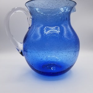 PITCHER Vintage HAND BLOWN Blue Glass 2 Quart Pitcher - Etsy