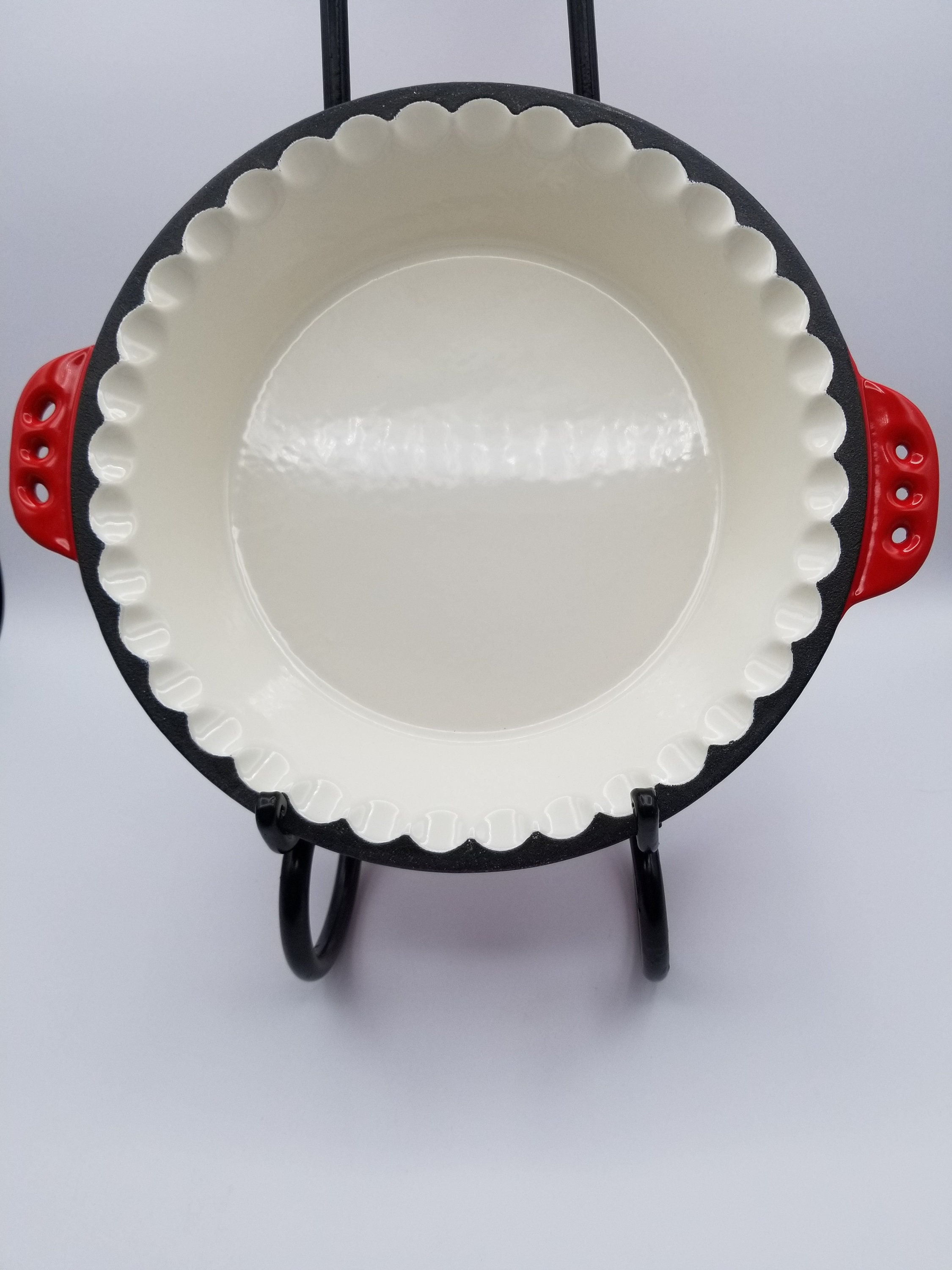 Pie Pan CUISINE AND COMPANY Red Enameled Cast Iron Pie Pan 10.25 - Etsy