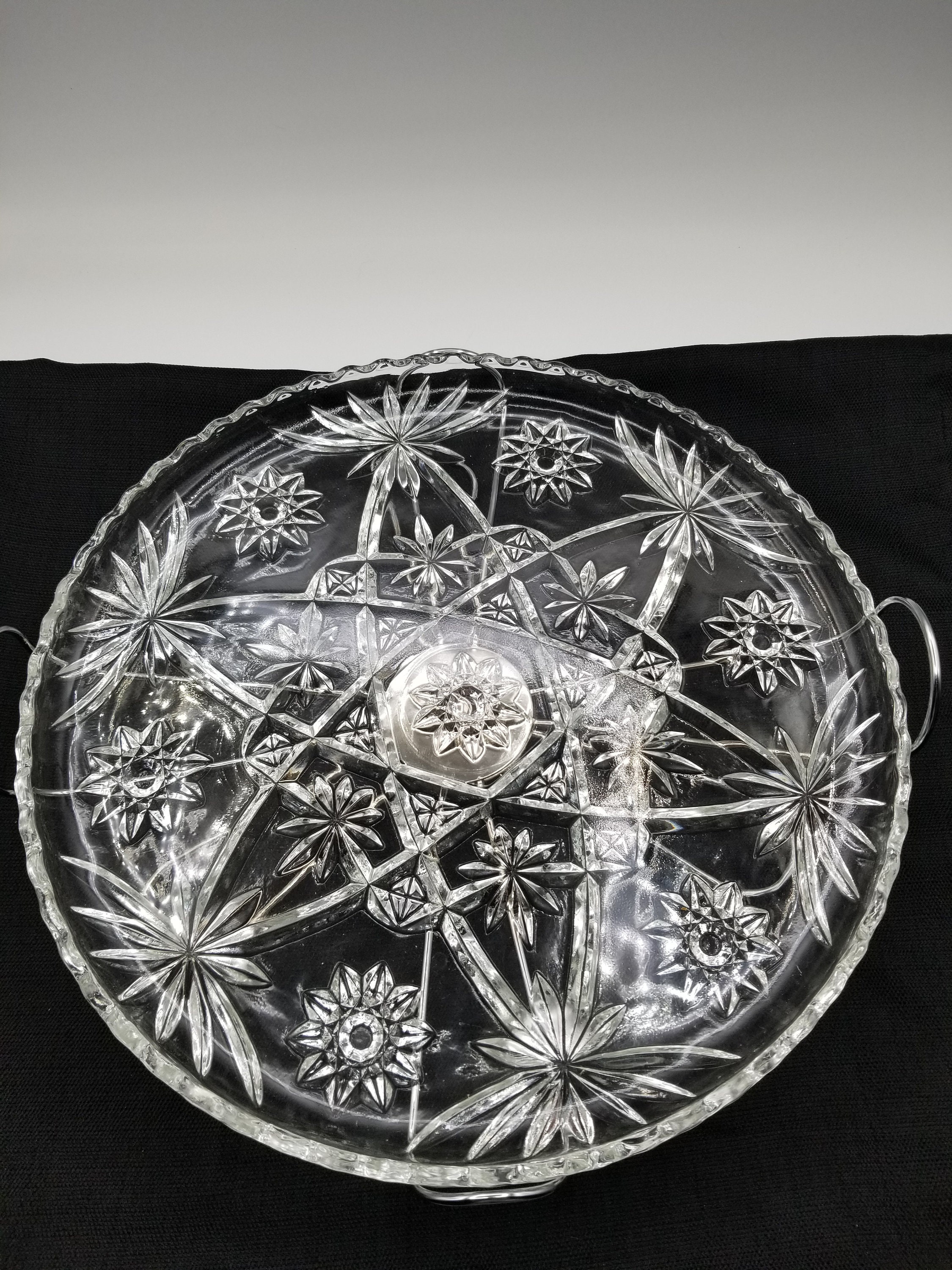 Lazy Susan ANCHOR HOCKING EAPC Six Point Star Clear Glass Vintage 9 ...