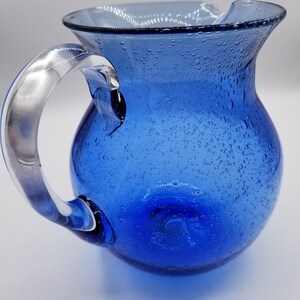 PITCHER Vintage HAND BLOWN Blue Glass 2 Quart Pitcher - Etsy